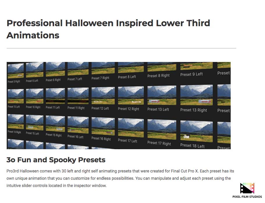 Pixel Film Studios Unveils Pro3rd Halloween for Final Cut Pro X.